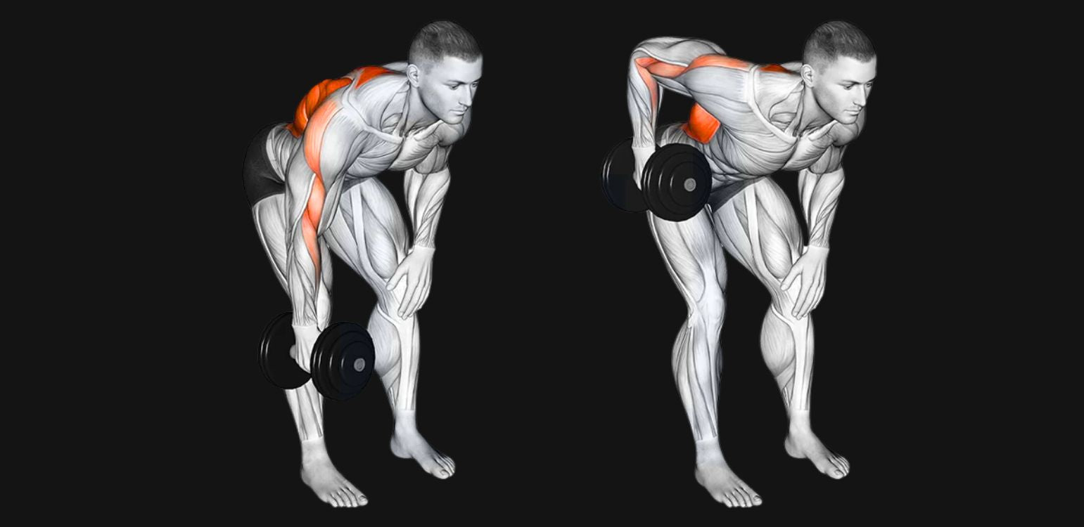 standing single dumbbell rows
