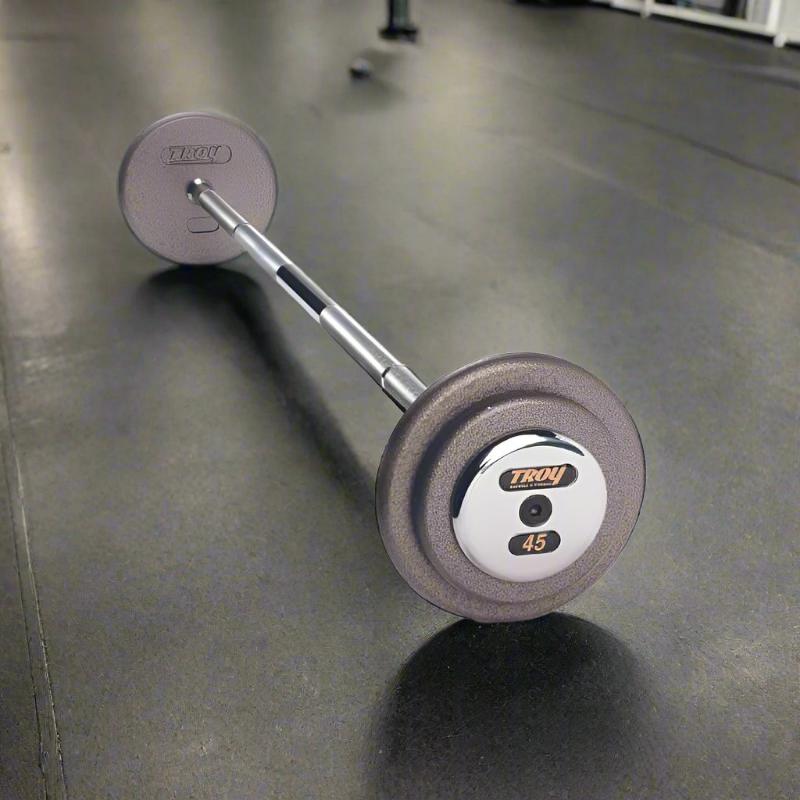 TROY HFB-C Pro Style Fixed Straight Barbell Set - Gray / Chrome End ...