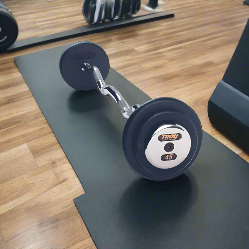 TROY PZB-C Pro Style Curl Barbell - Black Plates / Chrome End Caps | 20 ...