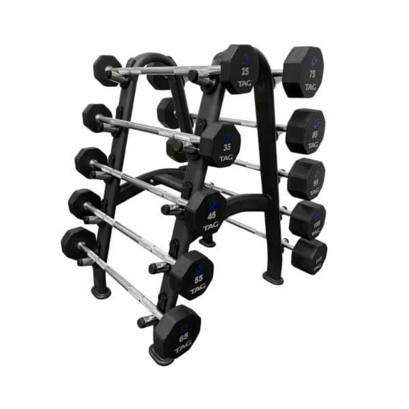 TAG Fitness 8-Sided Virgin Rubber Straight Bar Fixed Barbell Set with ...