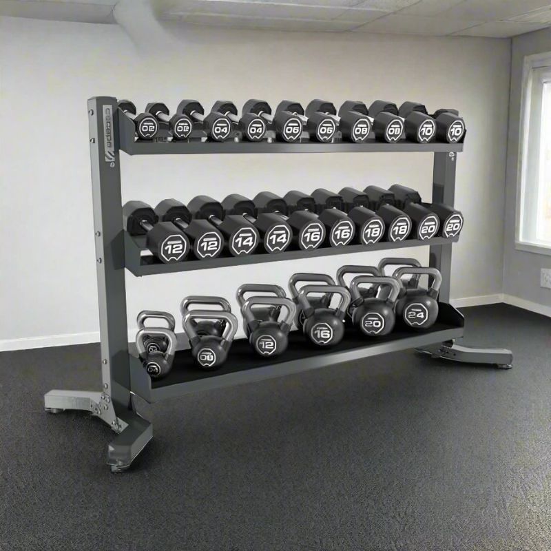 Escape Fitness RACKKD Kettlebell and Dumbbell Rack | 3-Tier Storage ...