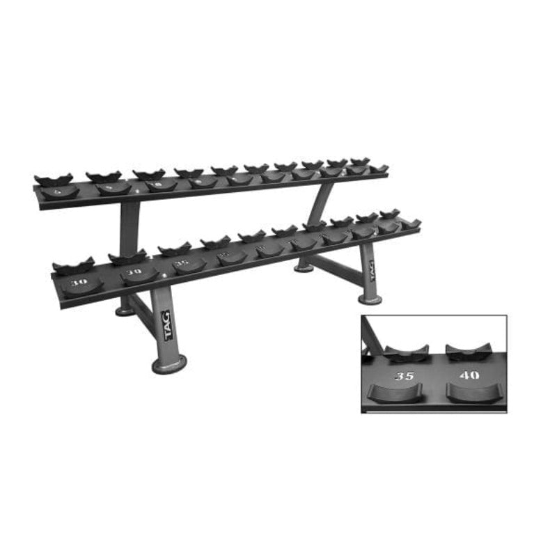 TAG Fitness 2- Tier Saddle Rack (Hold 10 Pairs) - Secure Dumbbell ...