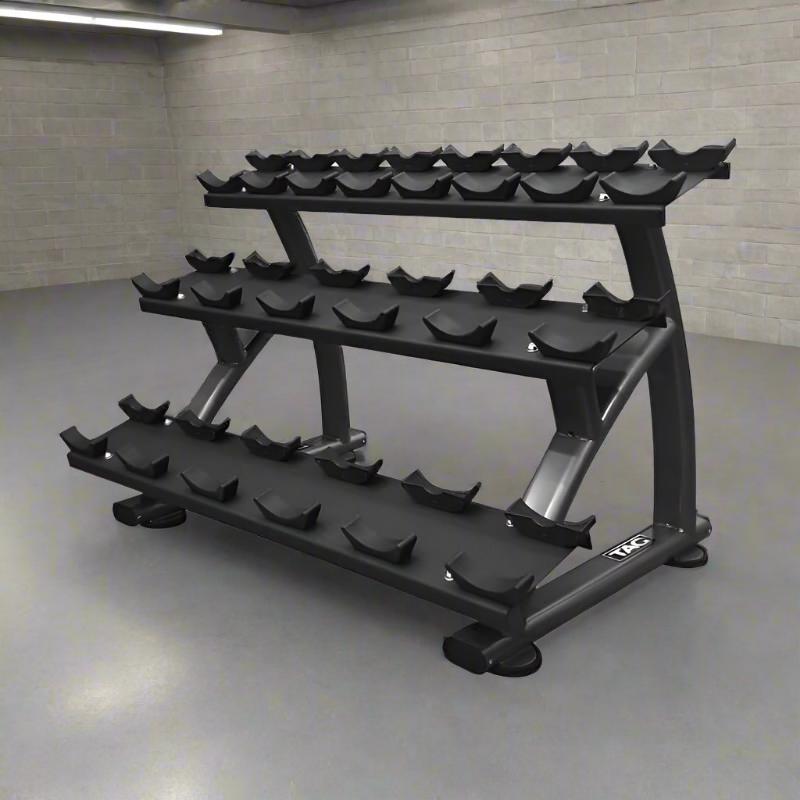 TAG Fitness RCK-SD3.1-B 3 Tier Dumbbell Rack with Saddles Black Frame ...