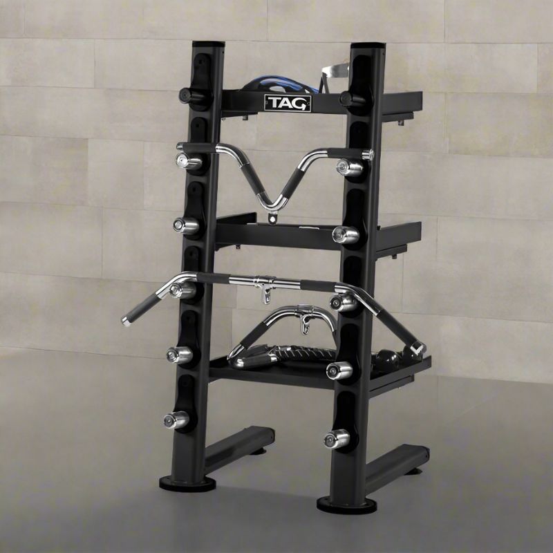 TAG Fitness Cable Accessory Rack - Black | Gym Accessory Storage ...