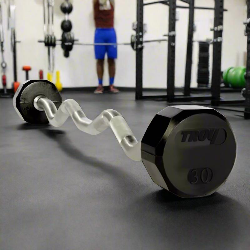 TROY TZB-020-110R 20-110 lb 12-Sided Solid Rubber Curl Barbell Set | 10 ...