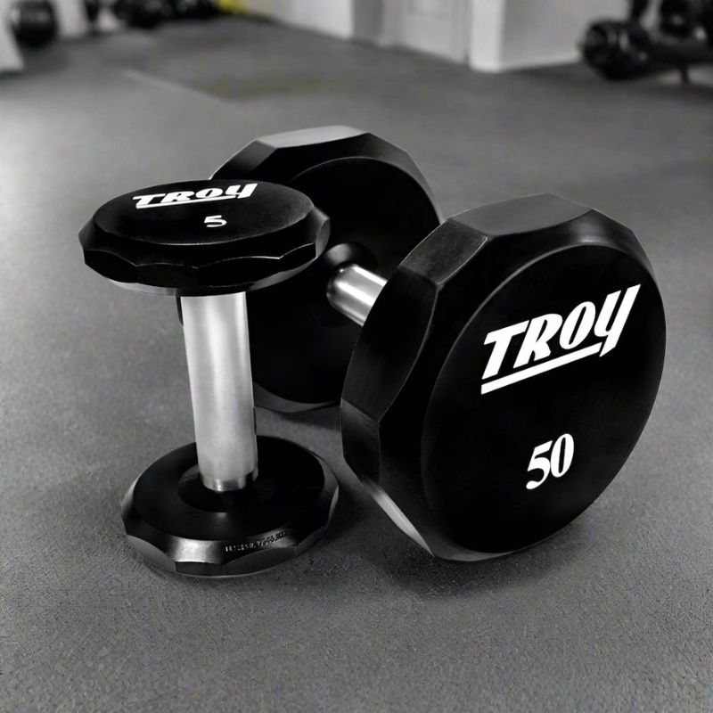 Troy TSD-U 12-Sided Urethane Dumbbells Sets | 5 lb Increments, Durable ...