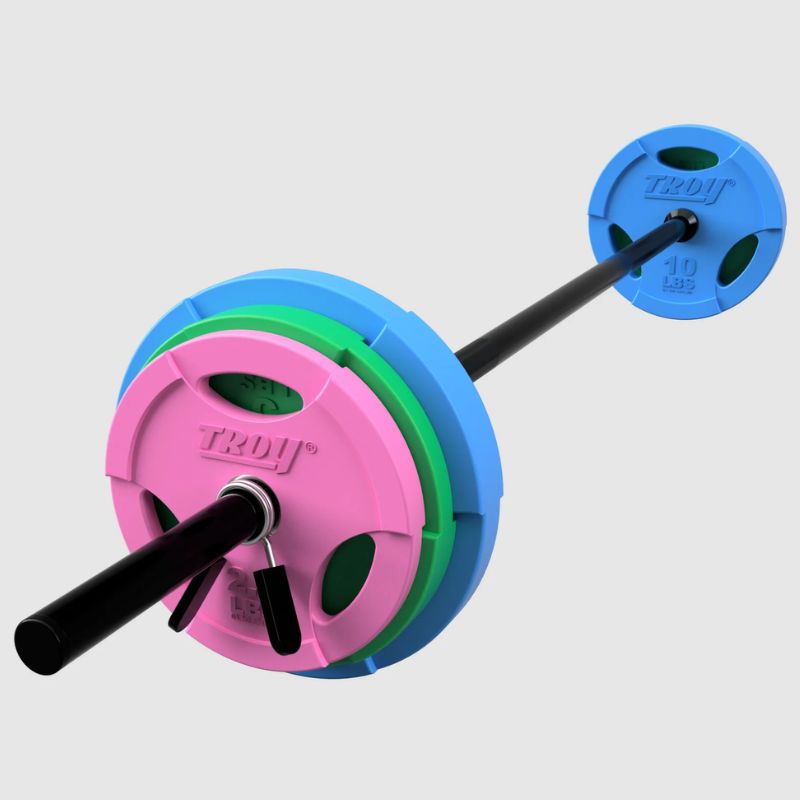 Troy TLW-40GC Color Lightweight Barbell Set | Rubber Grip Plates & Bar ...